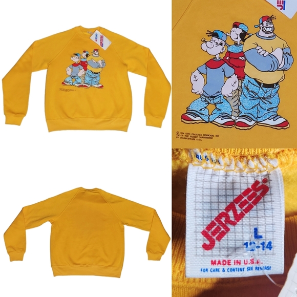 Jerzees | Shirts & Tops | True Vtg Rare 9s New Jerzees Crewneck Popeye The Sailor Man Cartoon ...